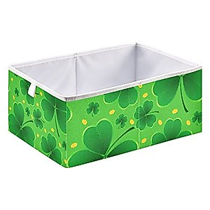 St Patrick Sharmrock Storage Basket Storage Bin Rectangular Collapsible Storage Containers Large Toy Box Organizer for Closet Shelf Car