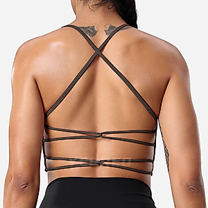 YEOREO Heily Women's Backless Sports Bra Seamless Padded Strappy Criss Cross Bra Workout Yoga Crop Tank Tops Brown XL