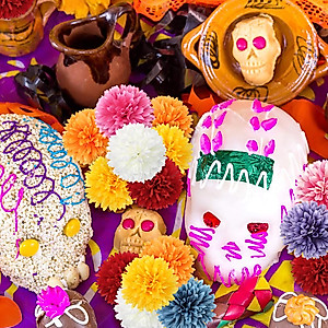 Marigold Flower Heads Bulk 40 Pcs, Faux Mexican Artificial Flowers for Day of the Dead Decorations - DIY Wreath Garland Craft indian wedding Diwali Home Dia De Los Muertos Decor Halloween(Multicolor)