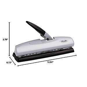 Swingline Desktop Hole Punch, Light Touch Metal Hole Puncher with Adjustable System for 2-7 Holes, Low Effort Paper Punch, Home School & Home Office Supplies, 20 Sheet Capacity, Black/Silver (74030)