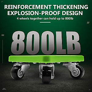 Furniture Mover Dolly with Lifter, 4 Wheel Furniture Dolly 800 LB Load Capacity, 360° Rotation Wheels Moving Dolly,Furniture Lifters for Heavy Furniture,Moving System Roller Set.（Green）