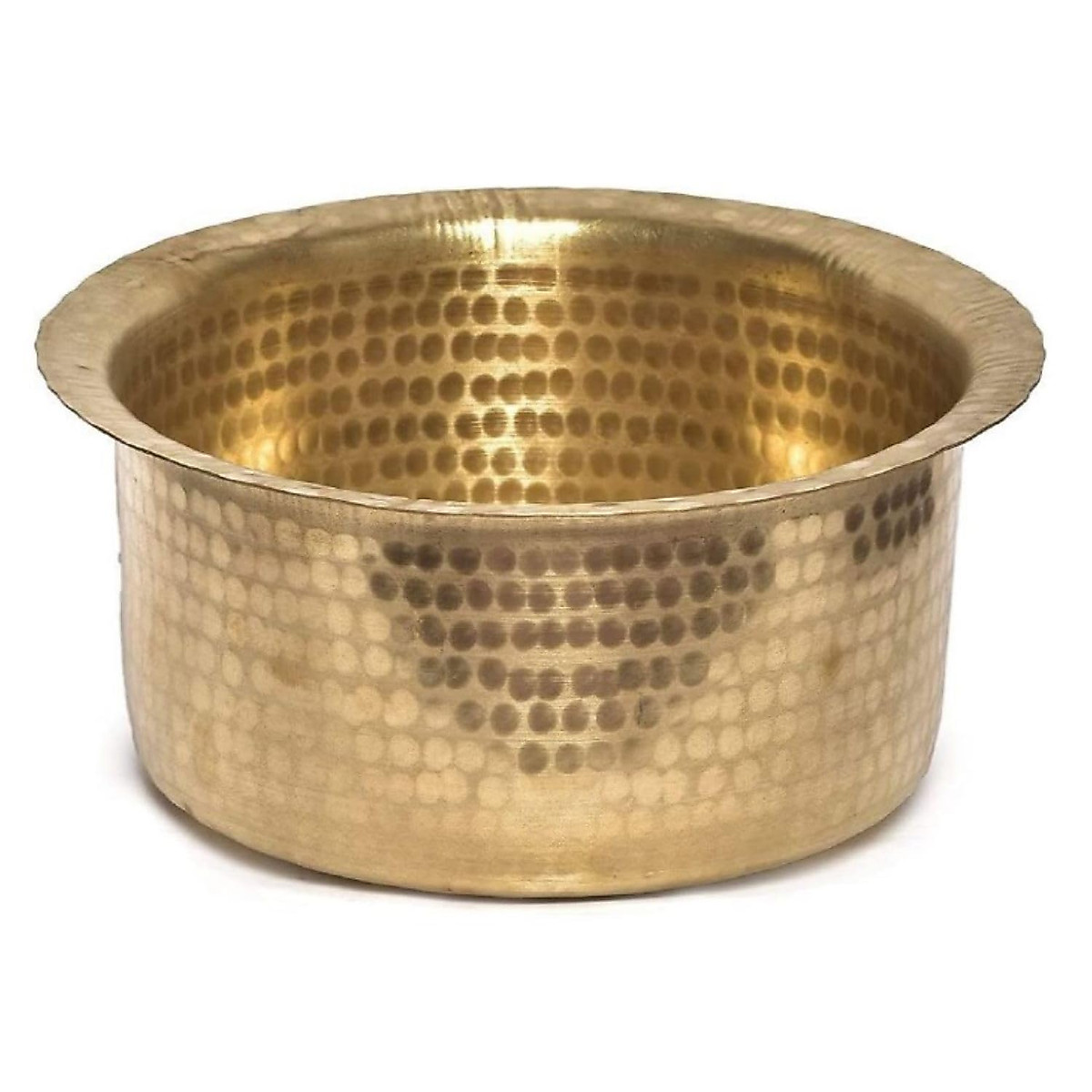Jewellary hub Traditional Indian Pure Brass Tope | Hammered Patila | Heavy Round Tapeli | Peetal Bhagona Cookware Utensils with Lid (Patila, 02 Liter)