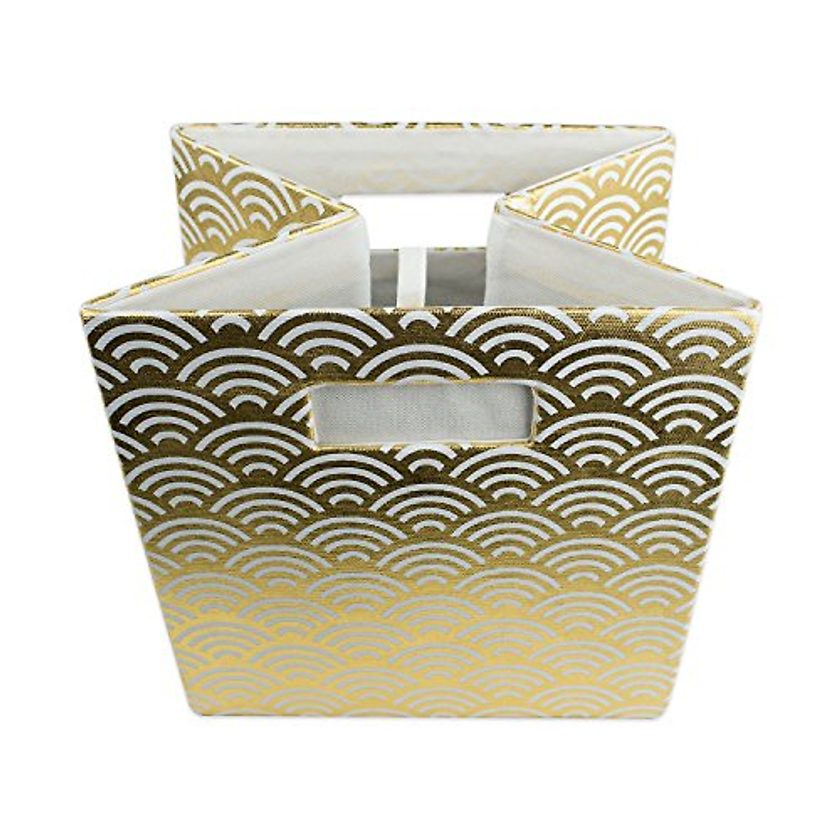 DII Collapsible Hard Sided Bin, Waves, Gold, Large