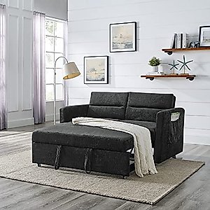 ERYE Modern Convertible Futon Sleeper Sofa with Pull Out Couch Bed, Functional Tufted Loveseat & Daybed for Home Office Apartment Studio Small Space Living Room