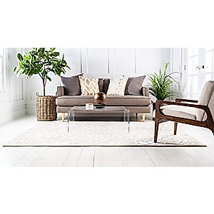 Unique Loom Rushmore Collection Classic Traditional Tone Textured Intricate Design Area Rug, 7 ft x 10 ft, Tan/White