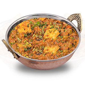 Karahi Indian Serving Dishes - 2 Piece Copper Bowl Set - Copper Kitchen Decor (Lot of 2, 6 Inch)