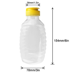 JCBIZ 6pcs Clear Squeeze Honey Bottle Honey Container Dispenser 154x78mm Portable Food Packaging PET Sealed Can for Liquid Products
