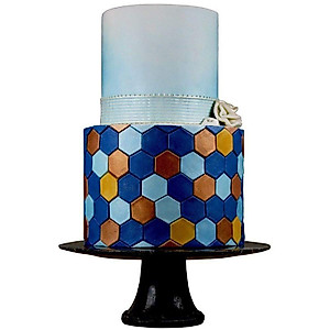 ISKYBOB 6 Pieces Geometric Cookie Cutter Hexagon and Puzzle Fondant Embossing Plastic Mold Cake Border Texture Impression Mat Baking Decor Templates