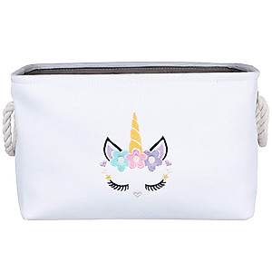 APPLE PIE ORDER Storage Basket with Embroidery, Foldable Animal Toy Storage Bins/ Cube/ Box/ Organizer for Kids, Boys and Girls room, Baby & Nursery.