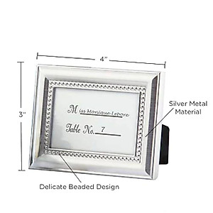 Kate Aspen 12PCS Silver Beaded Frame Place Card/Photo Holder, Place Cards Included, Wedding, Bridal Shower, Anniversary Party Decorations