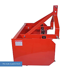 Titan Attachments Box Blade Tractor Attachment 4' Quick Hitch 3 Point Pin Style