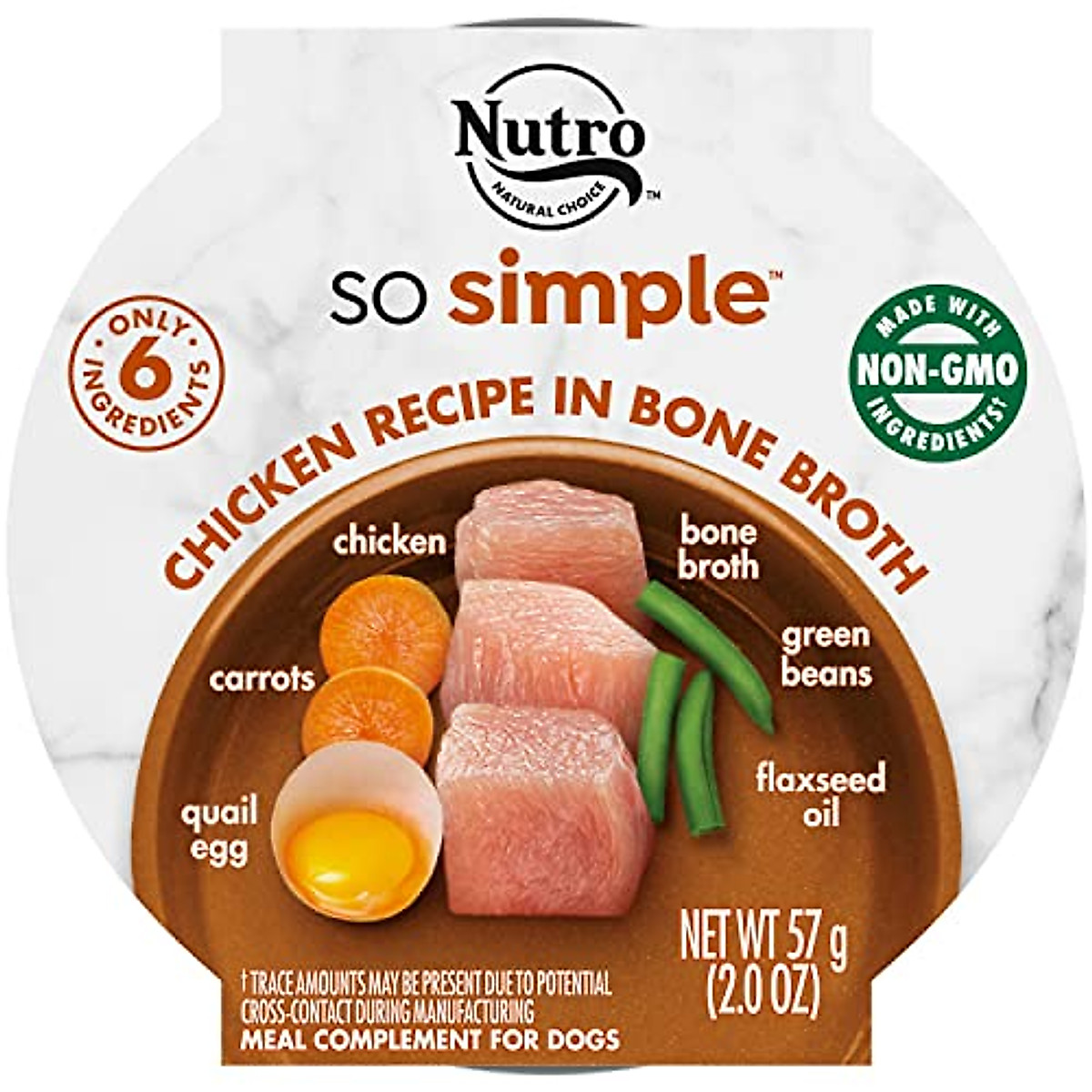 Nutro So Simple Meal Complement Wet Dog Food Chicken Recipe in Bone Broth, 2 oz. Tubs, Pack of 10