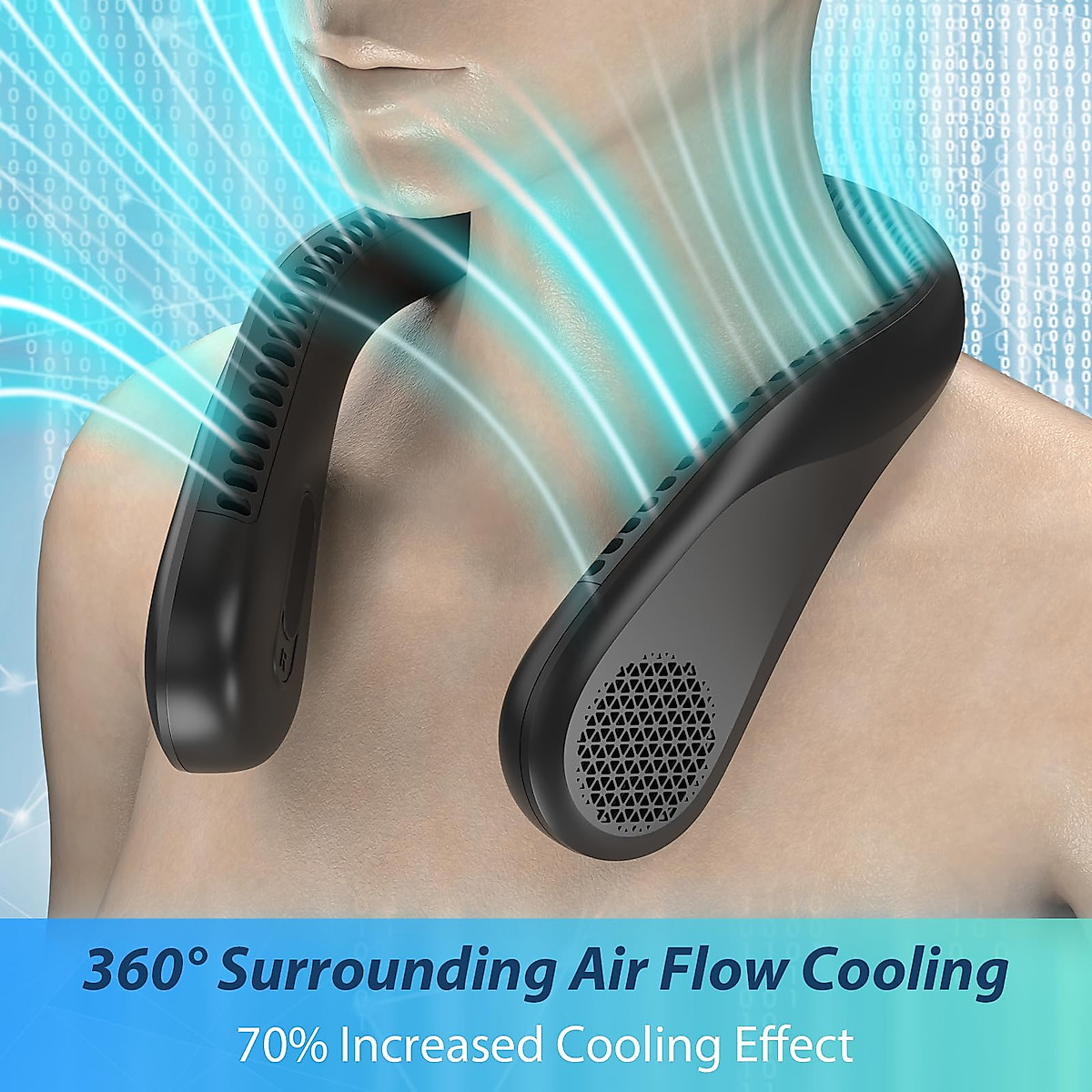 Kternay Bladeless Neck Fan - 5200mAh Portable Neck Fan with 3 Wind Speed,USB Rechargeable Personal Neck Fan, Hands-Free Design USB Fan - Ideal for Outdoor Activities and Travel