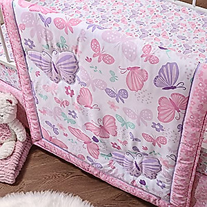 The Peanutshell Crib Bedding Set for Baby Girls, Butterfly Song, 3 Piece Set