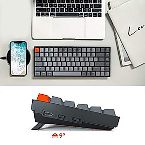 Keychron K2 75% Layout RGB Bluetooth Wireless Mechanical Keyboard with Gateron G Pro Red Switch/Anti Ghosting/N-Key Rollover, Compact 84 Keys USB Wired Gaming Keyboard for Mac Windows-Version 2