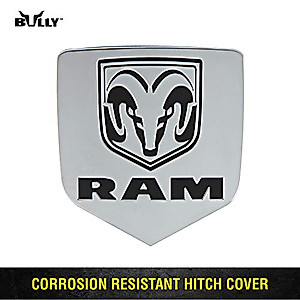 Bully CR-311 Chrome Plated Metal Universal Fit Truck Dodge RAM Logo Hitch Cover Fits 1.25" and 2" Hitch Receivers for Trucks from Chevy (Chevrolet), Ford, Toyota, GMC, Dodge RAM, Jeep