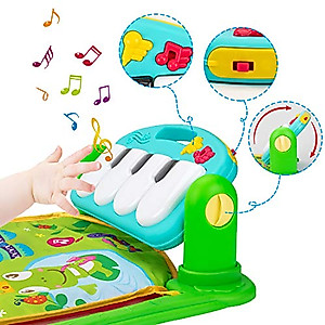 UNIH Baby Gym Play Mat and Play Piano Gym with Tummy Time Mat, Musical Light Activity Center for Infants Toddlers, Birthday Gift Play Mat for Newborn