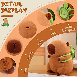 PUPUPANDA Capybara Stuffed Animals Plushies,Adorable Capybara Plush Toy with Removable Turtle Backpack,Soft Squishy Pillow Doll Toy,Unique Birthday Gifts for Kids Adult