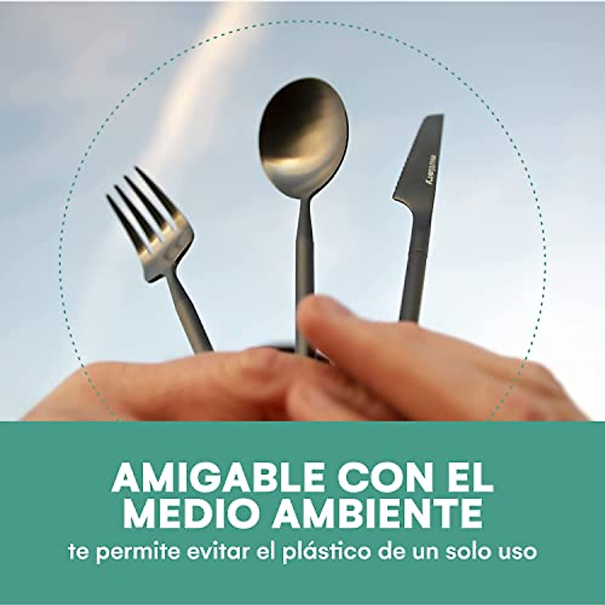 Outlery | Portable & Reusable Stainless Steel Travel Cutlery Set and Reusable Chopsticks (Black) Pocket Sized Cutlery Set