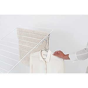Brabantia HangOn Laundry Drying Rack (82ft / Fresh White) Compact, Foldaway, Adjustable Indoor Stainless Steel Clothes Horse