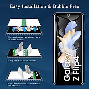 [2 Sets 6 Pack] WYQLTD for Samsung Galaxy Z Flip 4 Screen Protector,Internal Flexible EPU Screen Protector and Tempered Glass Camera Lens Protector, Scratch Resistant, High Definition Bubble Free