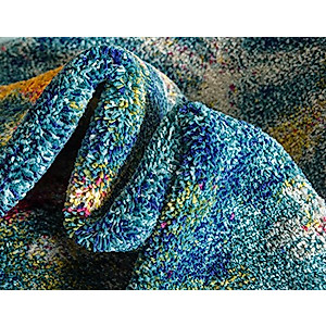 Unique Loom Positano Collection Coastal Modern Bright Colors Starfish Navy Blue Area Rug (8' x 10')