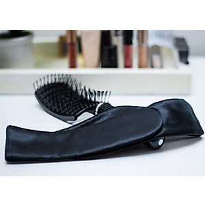 Celestial Silk Spa Headband 100% Mulberry Silk Adjustable Facial Headband for Women - Use for Washing Face, Skincare, Makeup – Silk Beauty Hairband Perfect for Thick or Curly Hair (Black)