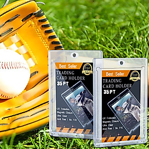 Zonon 50 Pieces Magnetic Card Holder Acrylic Baseball Card Holder 35pt Magnetic Trading Card Protector for Baseball Sports Trading Game Work Cards Storage and Display