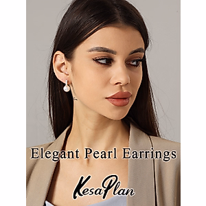 Pearl Earrings for Women 14K Gold Plated Hypoallergenic Pearl Earrings 5A Cubic Zirconia Dangle Earrings Elegant Jewelry (1-Gold)