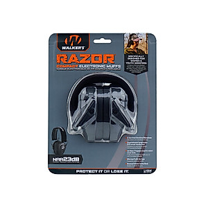 Walker's Razor Compact Electronic Youth/Women's 23dB NRR Noise-Canceling Hunting Gun Range Shooting Hearing Protection Muff, 2 AAA Batteries Included