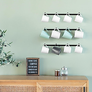 Mkono Mug Holder Wall Mounted Metal Coffee Cup Holder Hanging Coffee Mug Rack with 12 Cup Hooks Rustic Mug Hanger for Coffee Bar,Kitchen Farmhouse Home Decor,Black,Set of 3