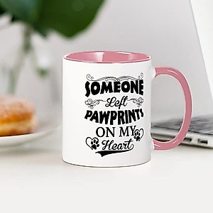 CafePress Someone Left Pawprints On My Heart Mug Ceramic Coffee Mug, Tea Cup 11 oz