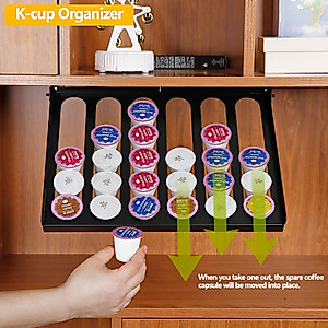 Neorexon K-Cup Holder 9.65" x 14.67", Under Cabinet Coffee Holder Compatible with 30 Cup Pods, Under Cabinet Mount Coffee Pod Under Cabinet for Kitchen and Office