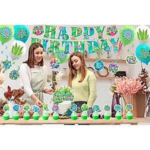Succulent Plants Birthday Party Decorations Succulent Plants Party Supplies Includes Birthday Banner Cake Cupcake Toppers Hanging Swirls Balloons for Succulent Plant Birthday Baby Bridal Shower Decor