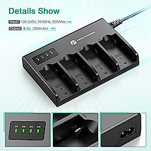 FirstPower 4-Channel Fast Charger for Sony NP-F550 NP-F570 NP-F750 NP-F770 NP-F930 NP-F950 NP-F960 NP-F970 Camera Battery