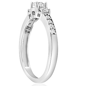 P3 POMPEII3 3/4ct Three Stone Round Diamond Engagement Ring 14K White Gold - Size 10