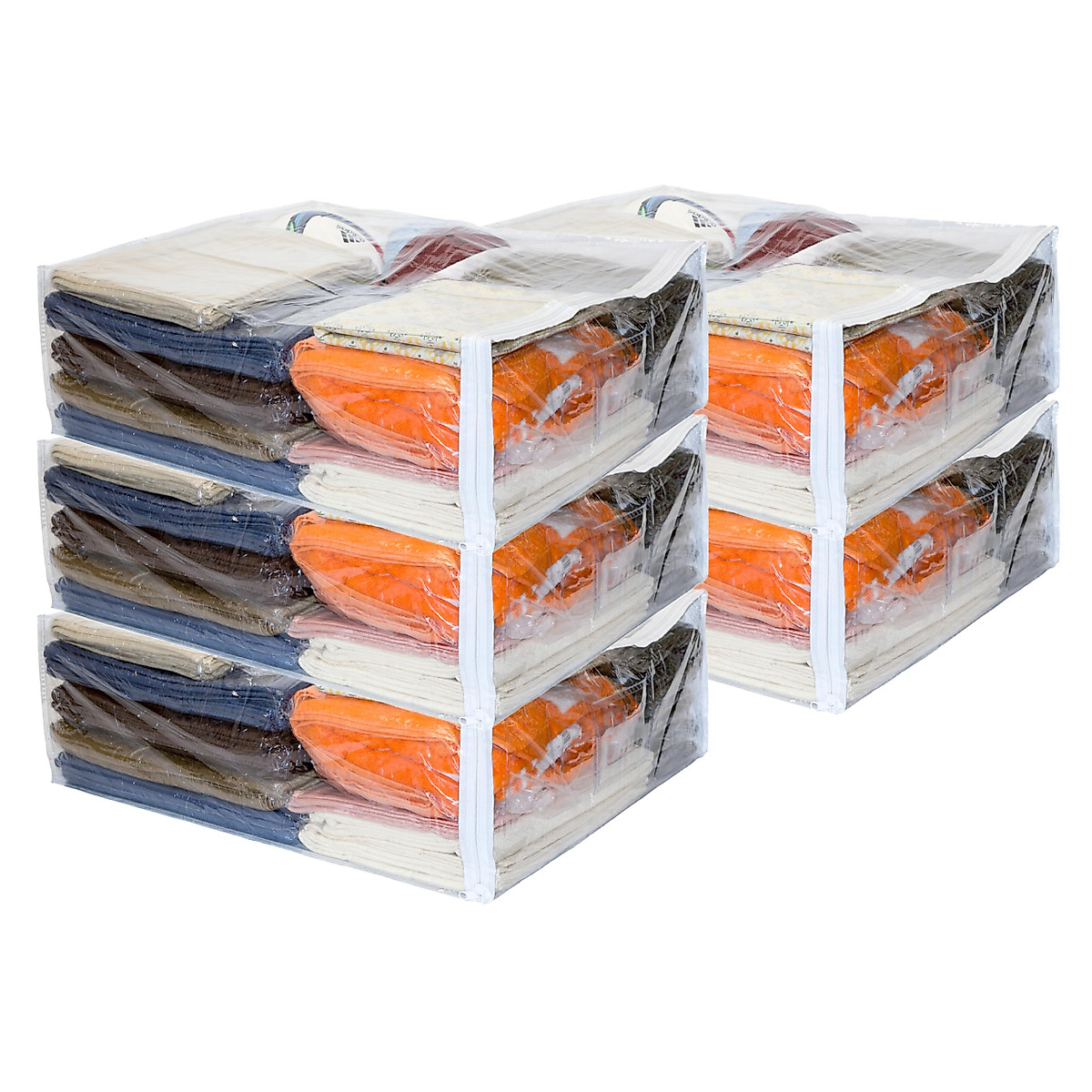 5-Pack Clear Vinyl Zippered Storage Bags 20 x 23 x 8 Inch