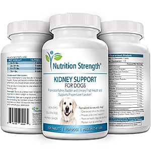 Nutrition Strength Kidney Support for Dogs - Renal, Bladder and Urinary Tract Health Supplement, Plus Immune and Digestive Support, with Organic Cranberry and Astragalus, 120 Chewable Tablets