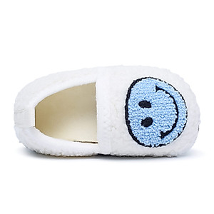 UCUHNB Slippers For Kids Indoor Smile Face Shoes Toddler Boys Girls House Slippers Lightweight Home Shoes Blue 6.5-7.5Toddler
