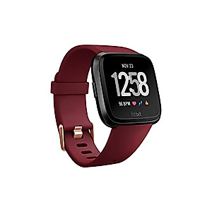 Fitbit Versa Smart Watch, Red Aluminium, One Size (S & L Bands Included) (Rose Gold) (Renewed)