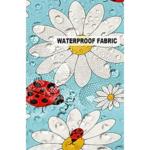 Outdoor Pillow Covers Set of 2, Daisy Ladybug Waterproof Throw Pillow Covers Fresh Flower Garden Patio Furniture Cushion Cover for Sofa Outdoor Decor, 20x12inch