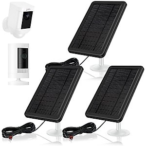 Ring Camera Solar Panels, Solar Panel Charger for Ring Stick Up Cam 2nd & 3rd Gen, Ring Spotlight Cam Battery, 5V 4.5W Output Super Fast Charging (3Pack-Black)
