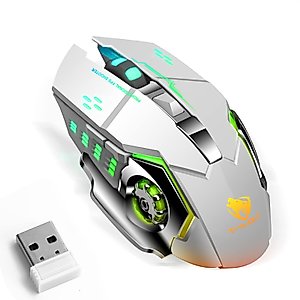 UrbanX Bluetooth Mouse, Rechargeable Wireless Mouse Multi-Device (Tri-Mode:BT 5.0/4.0+2.4Ghz) with 3 DPI Options, Ergonomic Optical Portable Silent Mouse for Dell G15 5511 Gaming Laptop Silver Green