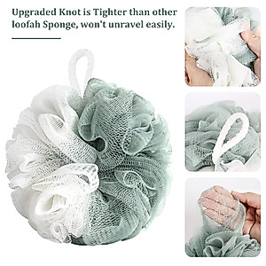 XTF2015 Bath Sponge Shower Loofahs, Soft Net Body Scrubber Sponge Ball, Durable Mesh Pouf Bath Loofah Sponge Body Wash Puff, Pack of 4 (4 Packs, 4)