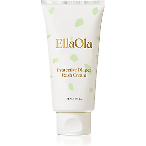 EllaOla Organic Protective Baby Diaper Rash Cream for Sensitive Skin - 14% Zinc Oxide Rash Ointment Cream Soothes Irritation, Protects from Chafing and Inflammation, Fragrance Free | 3 fl. oz.