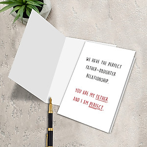 Leinessy Funny Fathers Day Card from Daughter, Humorous Dad Birthday Card, You are My Father and I am Perfect