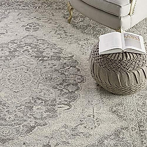 Nourison Tranquil Persian Ivory/Grey 8' x 10' Area -Rug, Easy -Cleaning, Non Shedding, Bed Room, Living Room, Dining Room, Kitchen (8x10)