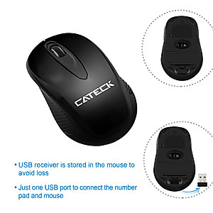 Numeric Keypad & Mouse Combo, Cateck 2.4G 19 Keys Wireless Mini USB Number Pad Keyboard and Mouse Combo with USB Receiver for Laptop Desktop PC Notebook- Just One USB Receiver