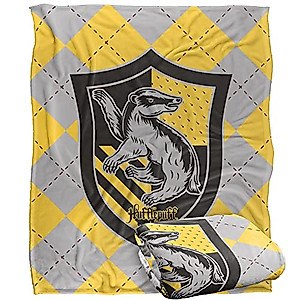 Harry Potter Hufflepuff Plaid Sigil Officially Licensed Silky Touch Super Soft Throw Blanket 50" x 60"