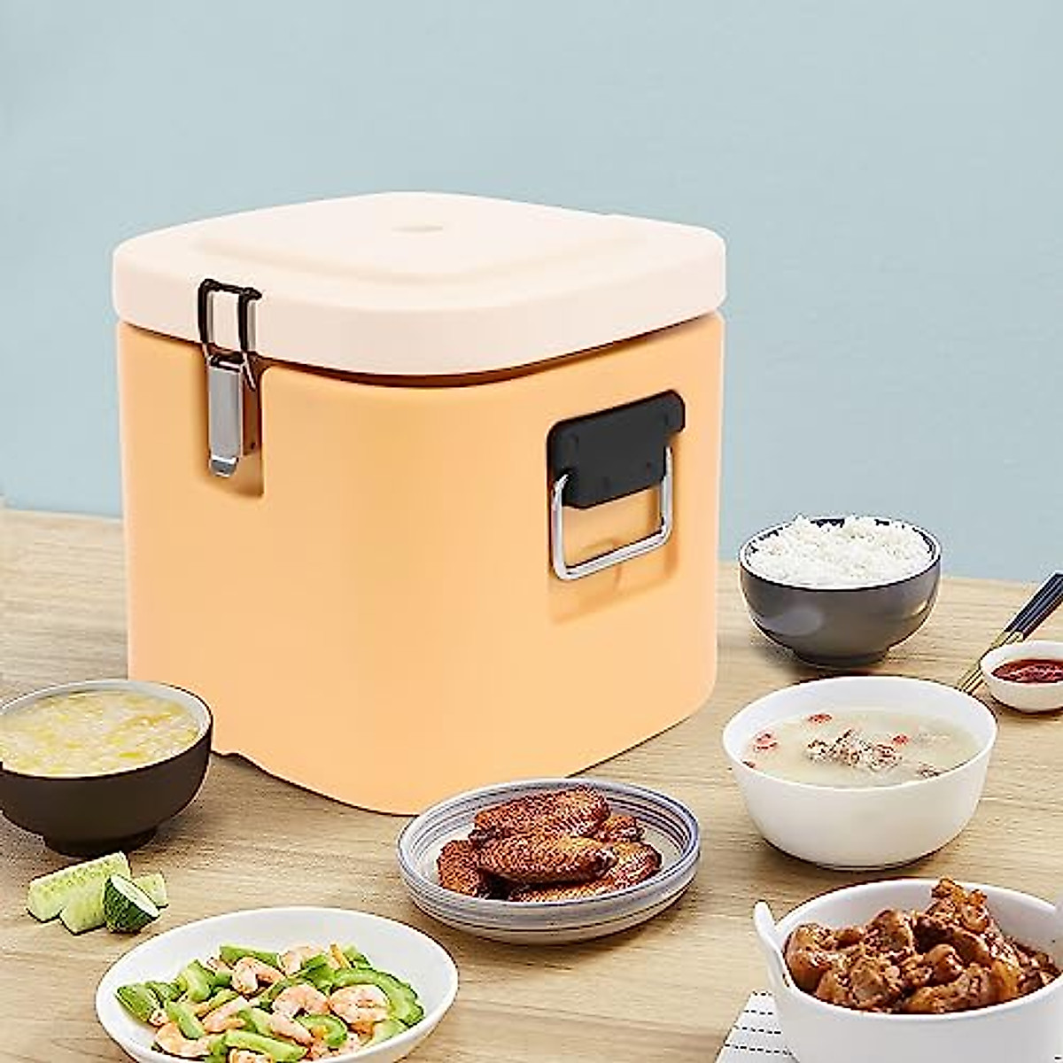 Bathrena Insulated Soup Carrier Coolers, 2.5 Gallon Portable Commercial Food Warmer Hot Box for Food Storage Hot Box Food Warmer, Keep Hot Food For 4-6 hours (Red)